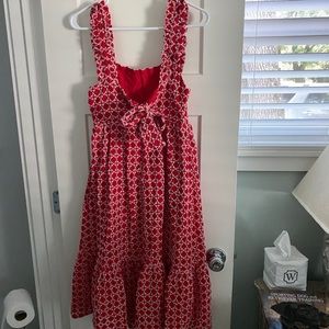 Dresses | Red White Eyelet Ruffle Ruffino Dress With Bow Back | Poshmark